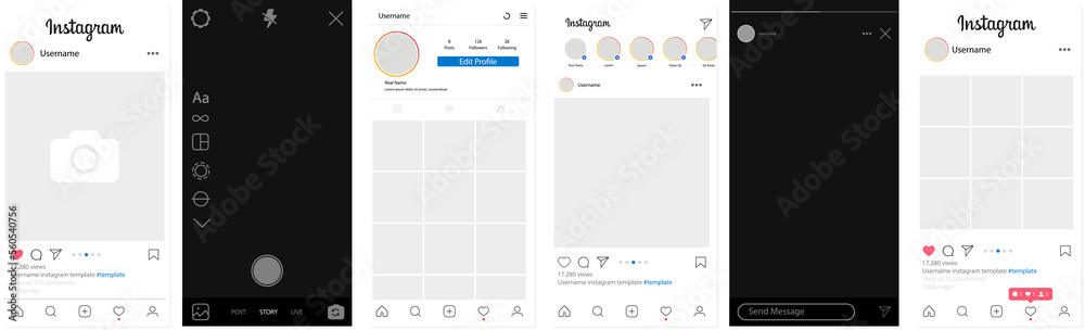 Instagram icons. Template frame for social media. Instagram mockup ...