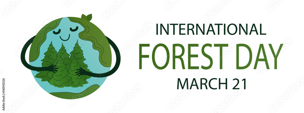International Forest day vector background with Earth globe. Banner ...
