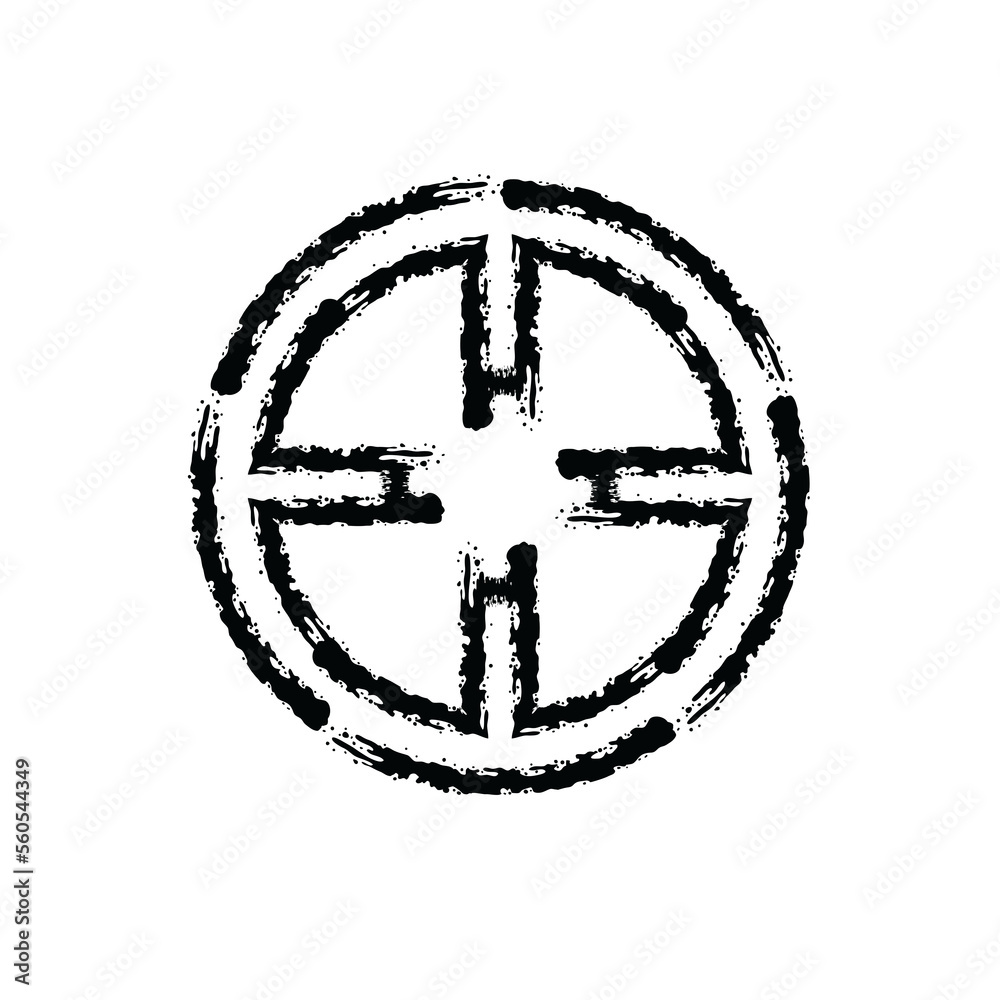 brush stroke hand drawn icon of crosshair target - PNG image with ...