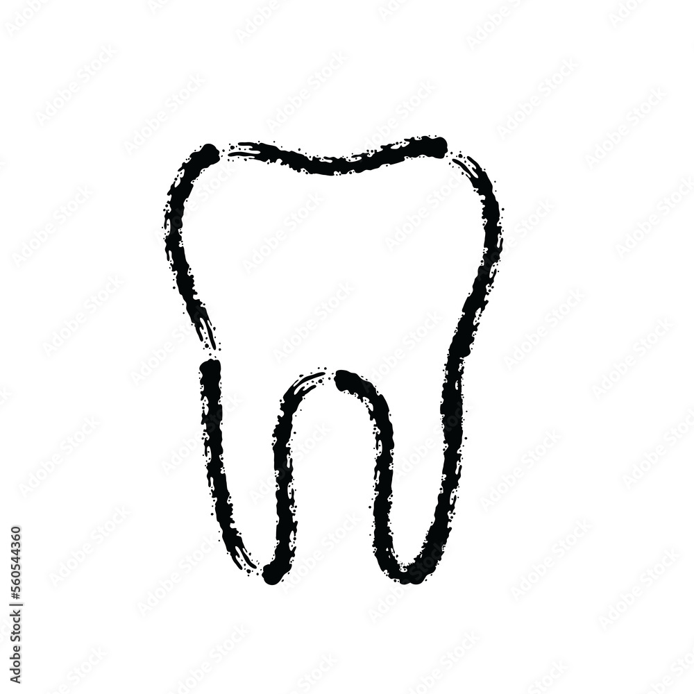 brush stroke hand drawn icon of dental tooth - PNG image with ...