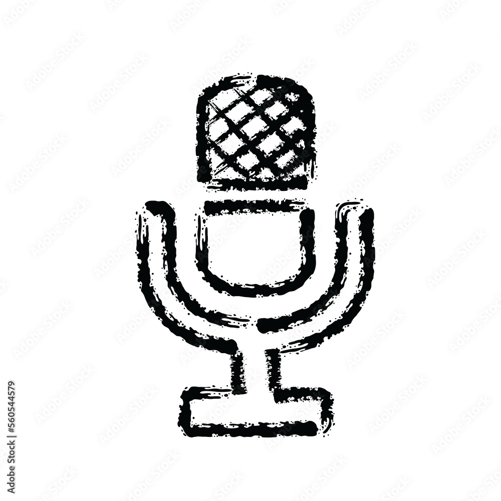 brush stroke hand drawn icon of microphone - PNG image with transparent ...