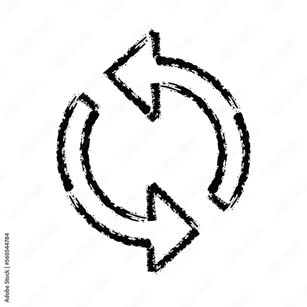 brush stroke hand drawn icon of reload sign - PNG image with ...