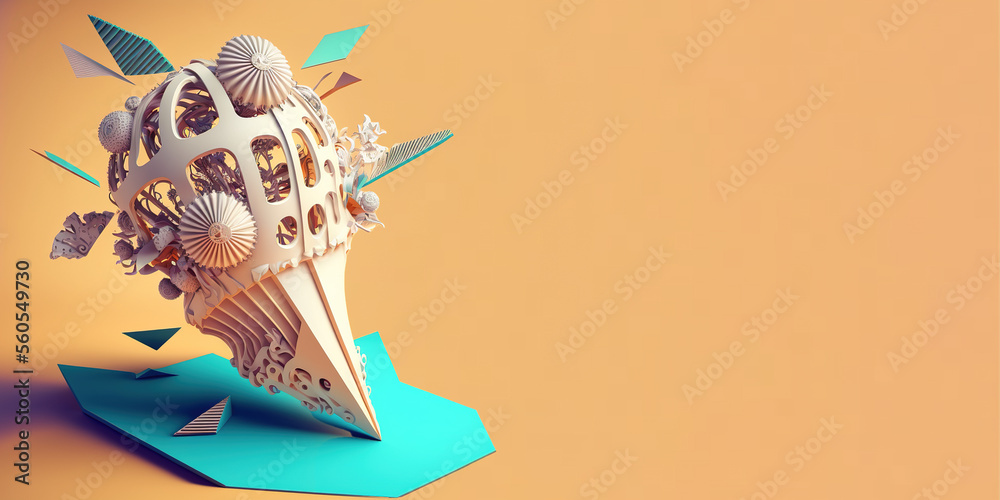 Generative AI pastel Illustration of futuristic brain / shell ...