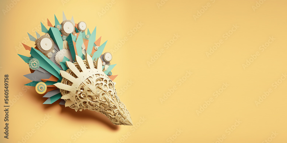 Generative AI pastel Illustration of futuristic brain / shell ...