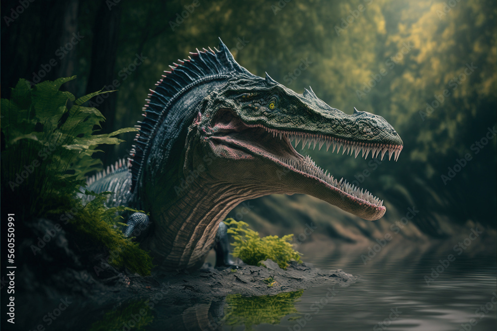 Spinosaurus dinosaur, ancient carnivore dinosaur, extinct animal ...