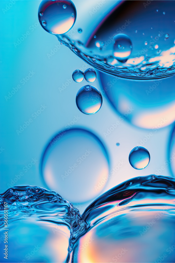 close-up photography shows a water drops, fresh, close-up on liquid ...