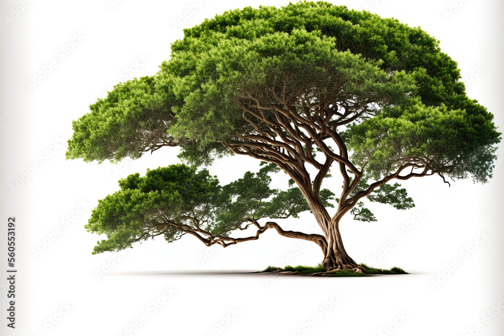 green tree isolated on a white backdrop, Tropical trees isolated on a ...