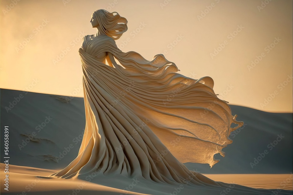 4K resolution or higher, Sculpture made of sand of a greek god ...