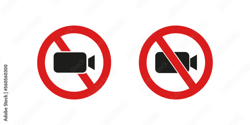 Collection of No video camera vector signs. No video recording sign ...