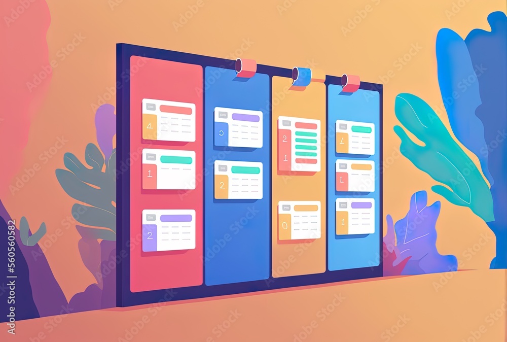Visualization of a kanban board in the workplace, ideal for agile scrum ...