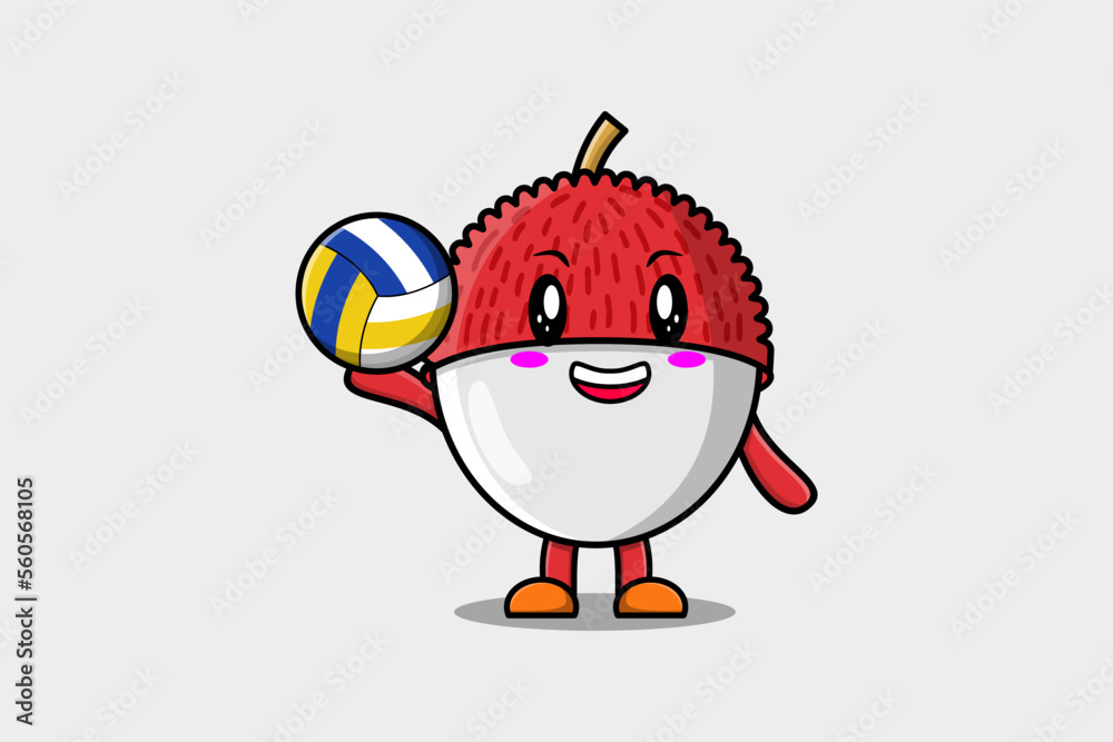 Cute cartoon Lychee character playing sport in concept flat cartoon ...