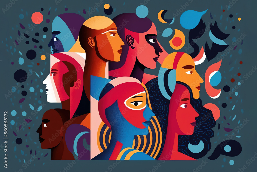 Crowd of diverse people, modern stylized flat design. Represents ...