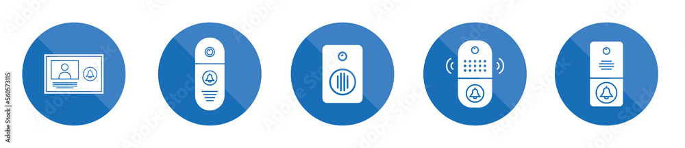 Smart video doorbell modern circular icon set, camera security concept ...