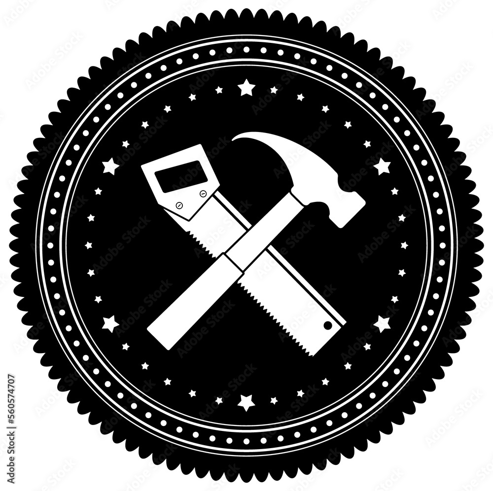 Woodworking seal, badge, award, stamp. Simple illustration, line art ...