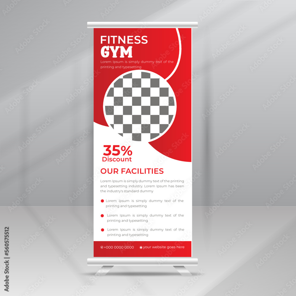Fitness Gym Roll Up Stand Banner, body fit Standee, Flyer, Poster, Flag ...