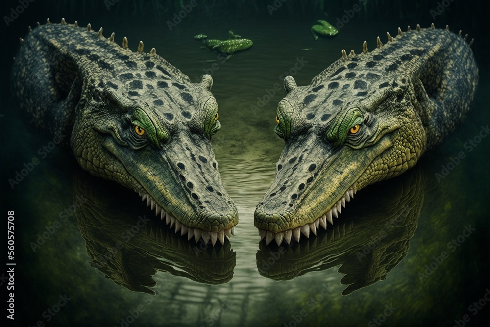 two crocodiles Stock Illustration | Adobe Stock