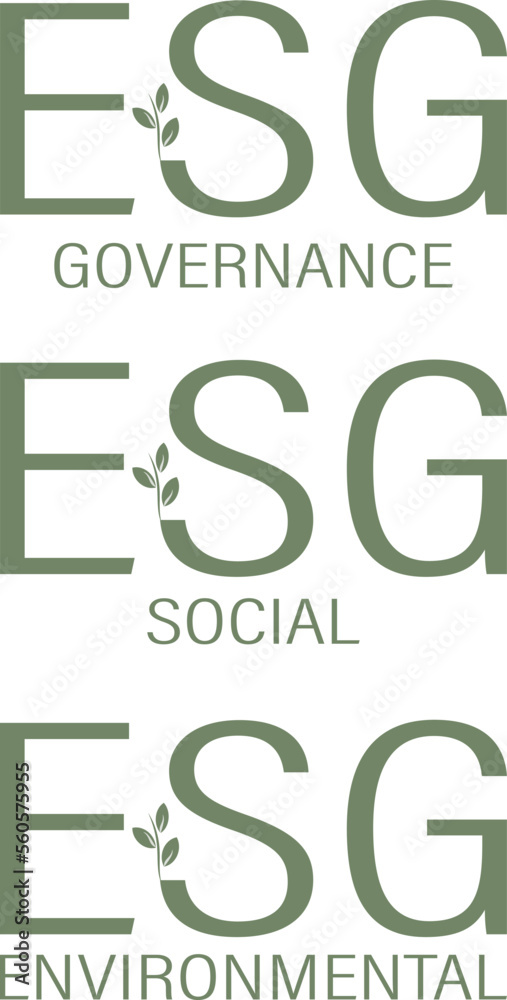 set of ESG lettering in simple font for ecology banner. Letter ESG ...