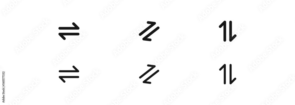 Arrow transfer icon. Two arrows exchange symbols. Send and return money ...