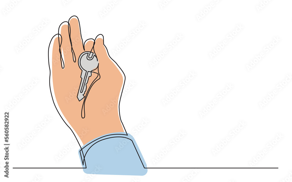 continuous line drawing hand holding key in color - PNG image with ...
