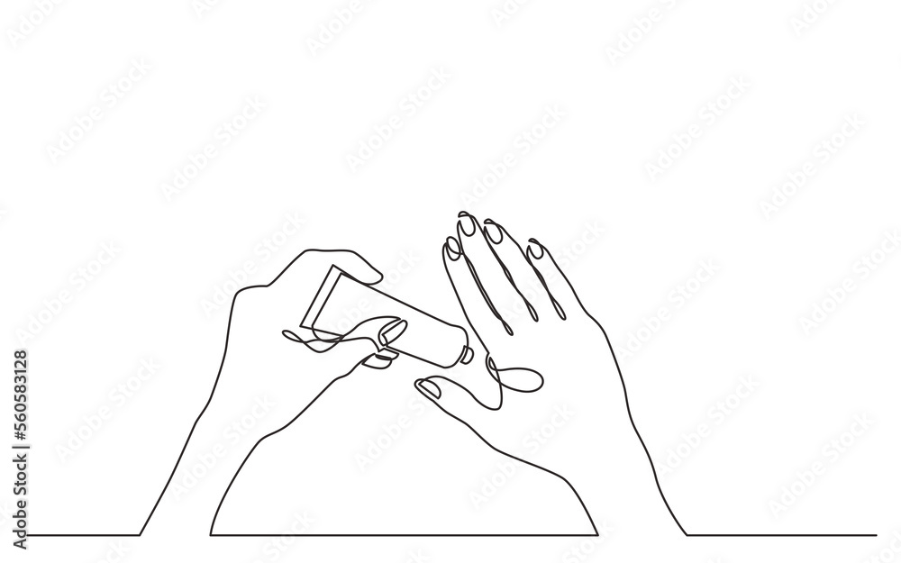 continuous line drawing hands testing moisturizing skin cream - PNG ...