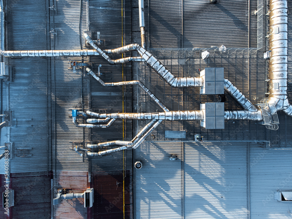 Air conditioning system on the roof of the building, HVAC system with ...