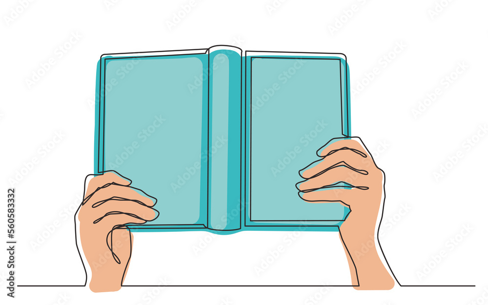 continuous line drawing two hands holding book in color - PNG image ...