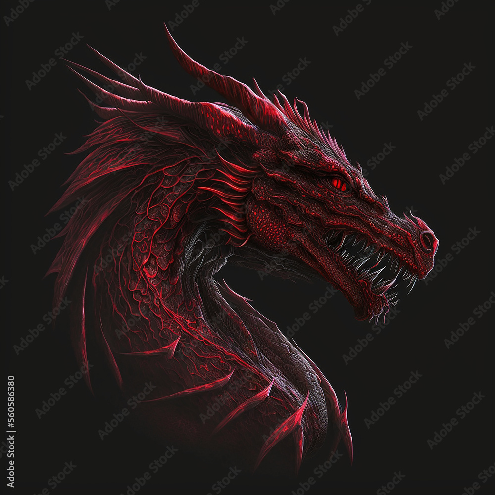 red dragon head, Generative AI Stock Illustration | Adobe Stock