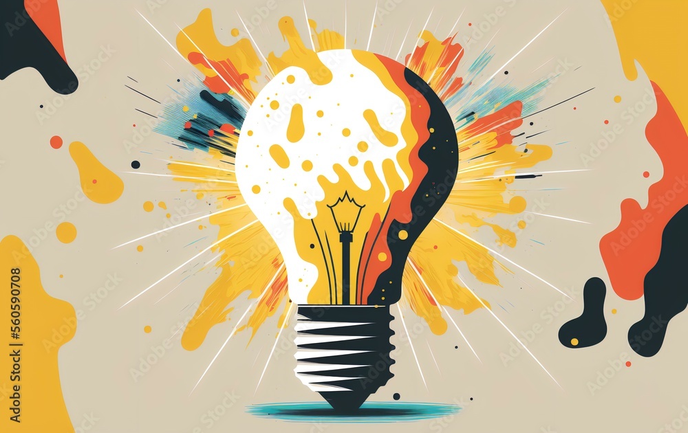 stylised image of a lightbulb, representing the moment of inspiration ...