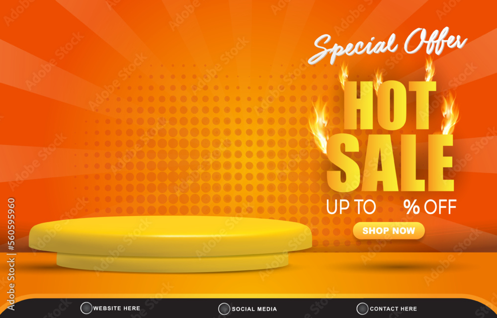 special offer hot sale template banner with blank space 3d podium for ...