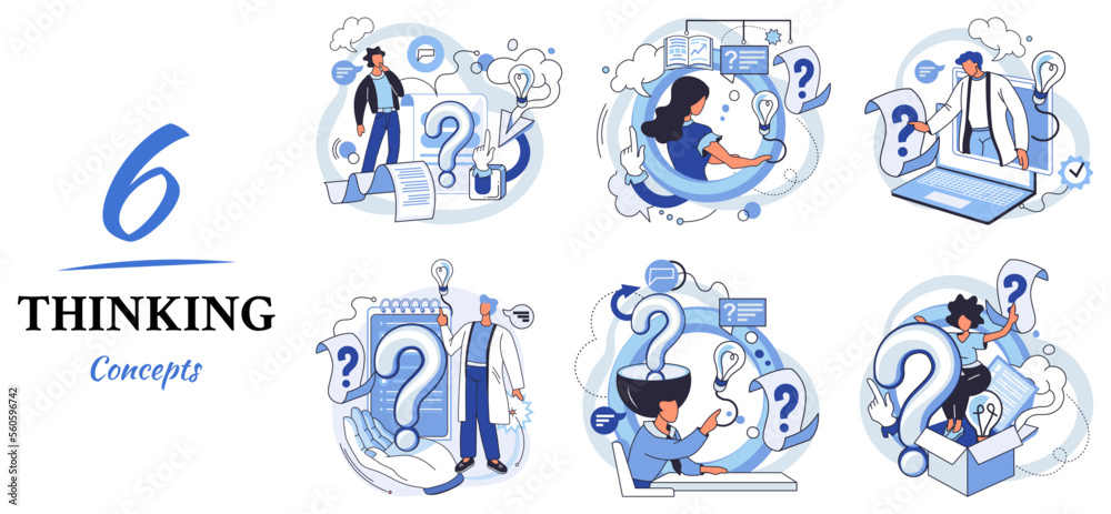 Problem solving metaphor, wondering or thinking, planning or pondering ...