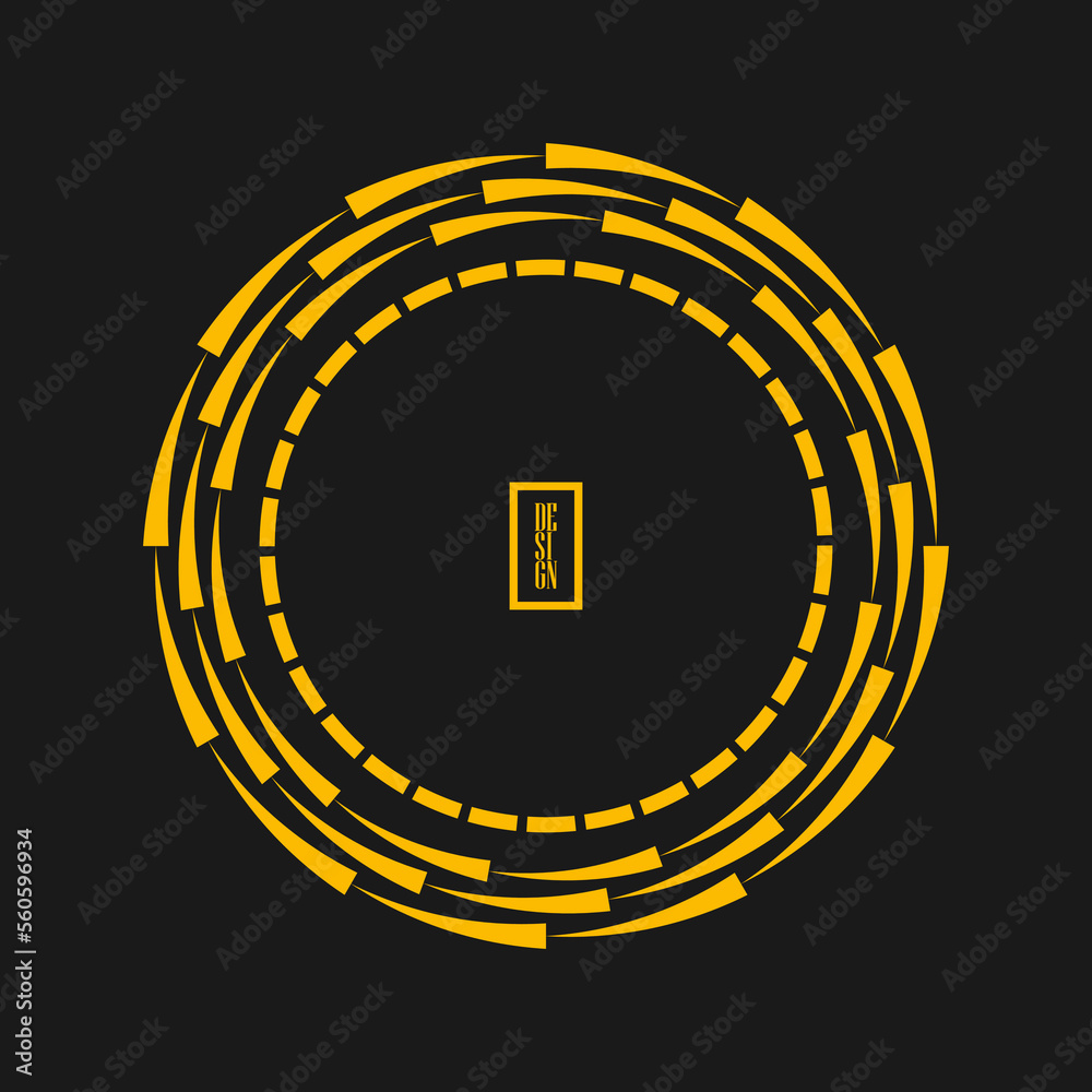 Yellow squares and speed lines in round form. Concentric rotating ...
