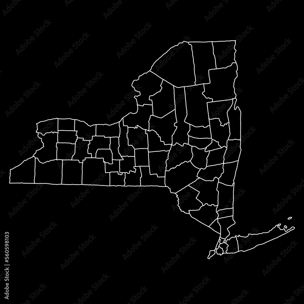 High detailed illustration map with counties, regions, states isolated ...