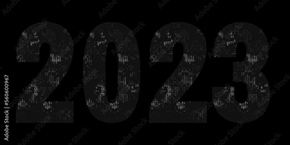 2023 text design using mosaic letters. Brochure design template, card ...