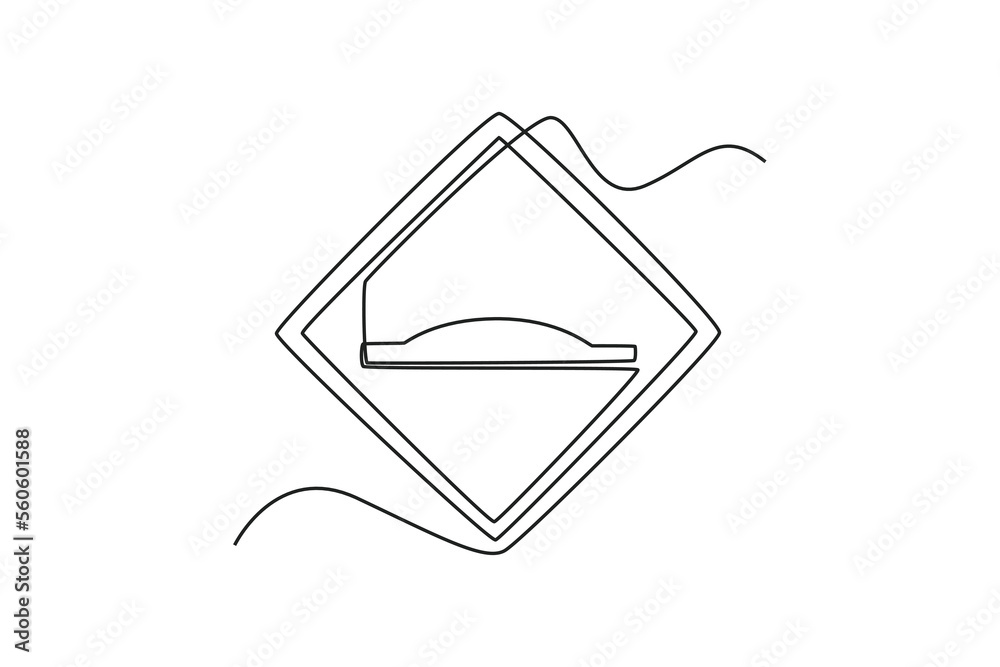 Continuous one line drawing Speedbumps road icon. Traffic signs Concept ...