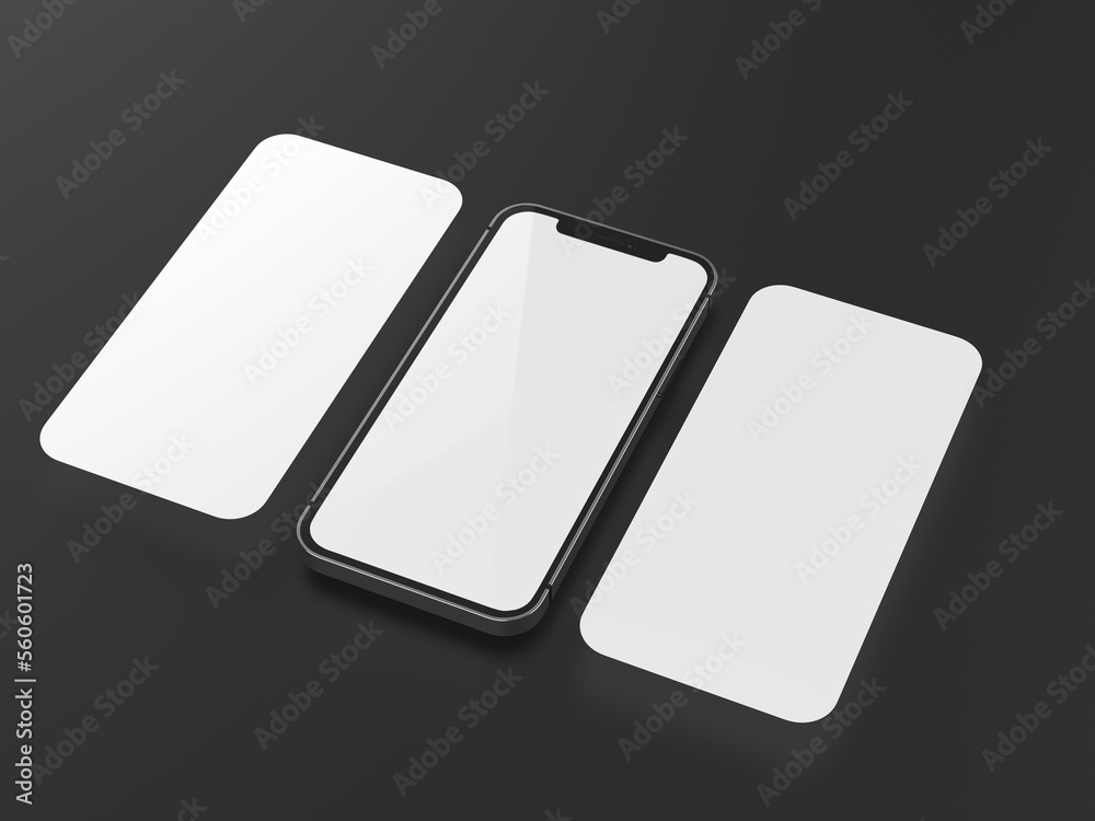 Blank smart phone screen template for ux ui design, 3d render ...