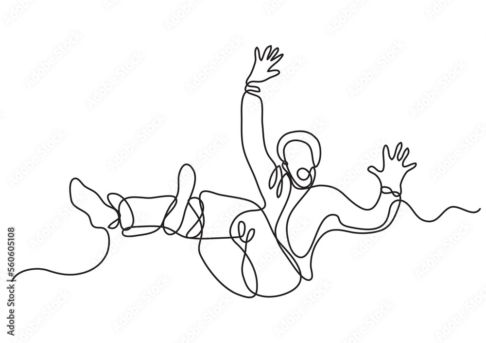 continuous line drawing falling man - PNG image with transparent ...
