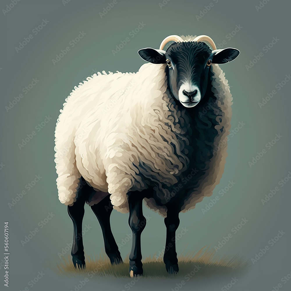 Sheep Ewe Animal Farm Vector Art AI Generated Stock Illustration ...