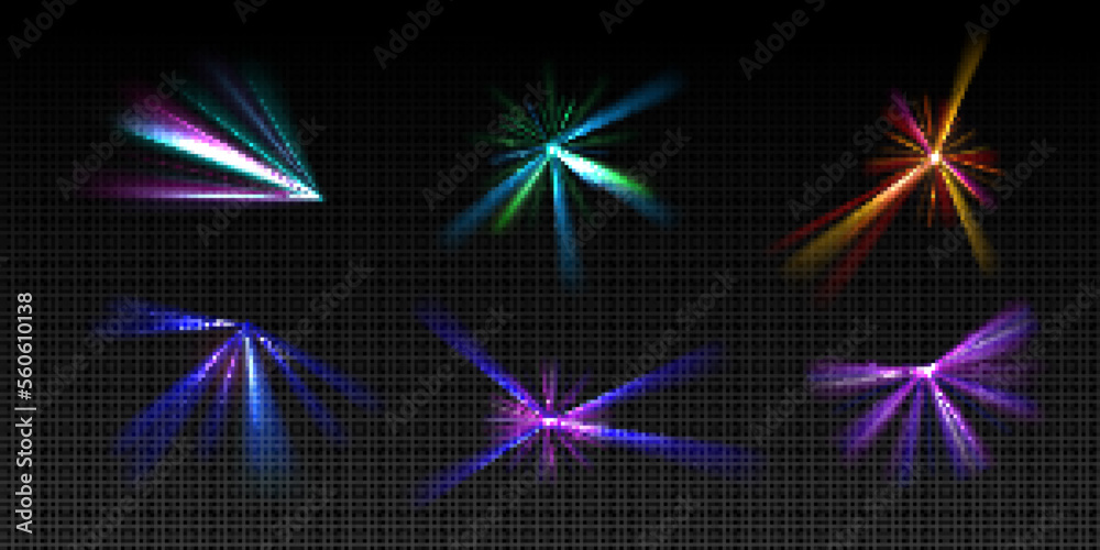 Bright light beams, laser rays, neon glow effect. Abstract flares ...