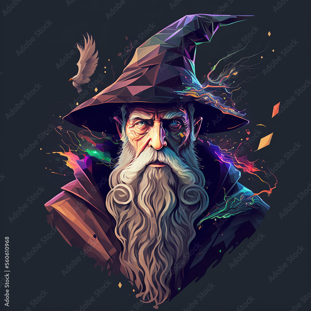 Wizard Magician Old Man Magic Vector Art AI Generated Stock ...