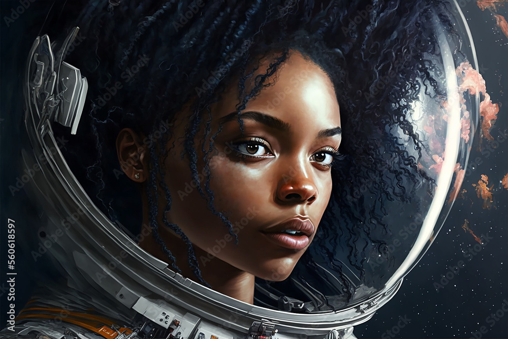 Black woman in a spacesuit in space Space exploration concept generated ...