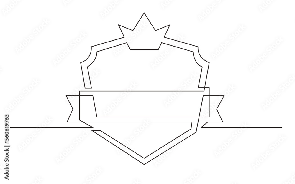 continuous line drawing ribbon shield crown frame design 1 - PNG image ...