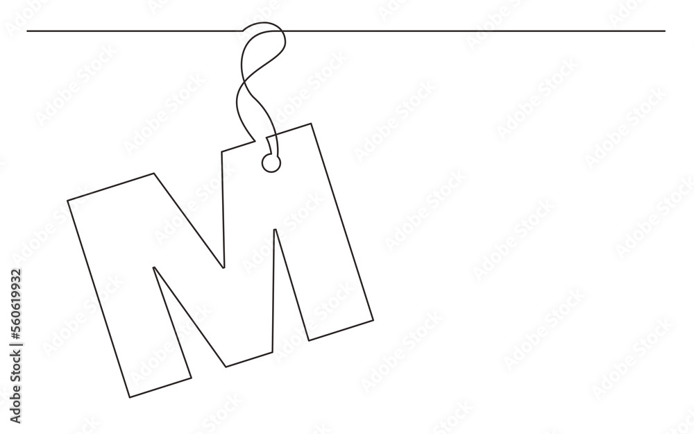 continuous line drawing tag label alphabet letter design m - PNG image ...