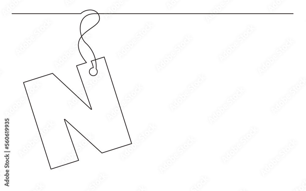 continuous line drawing tag label alphabet letter design n - PNG image ...
