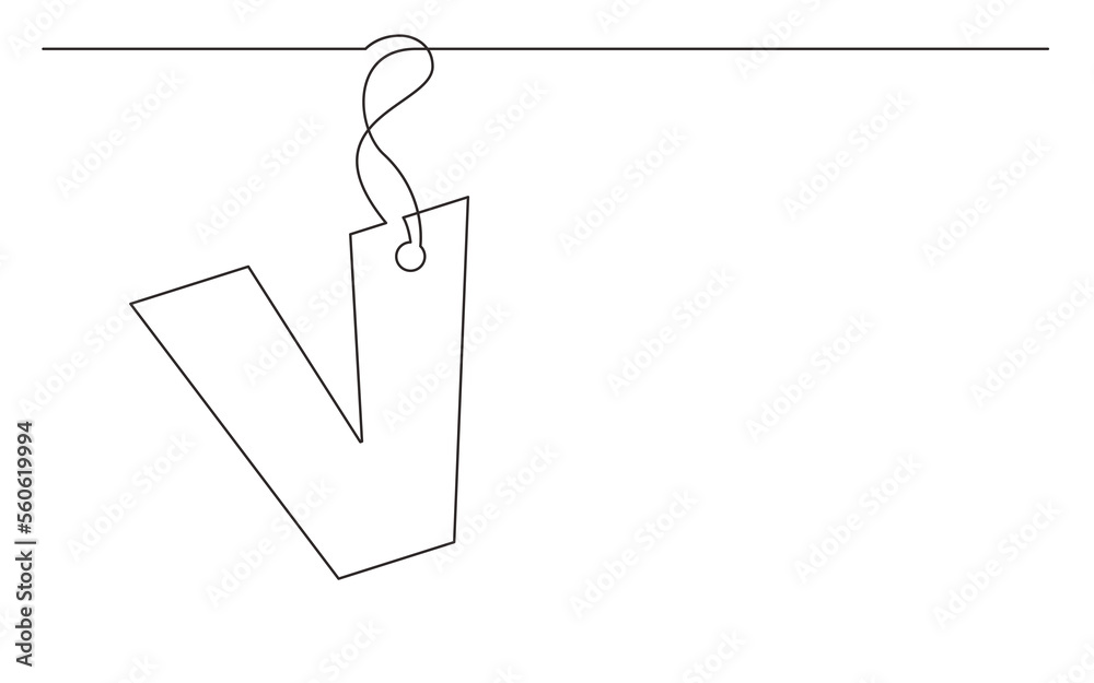 continuous line drawing tag label alphabet letter design v - PNG image ...