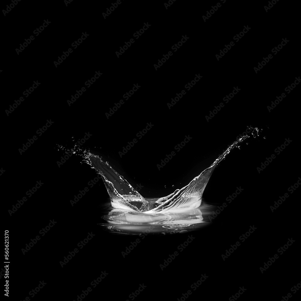 Pure Water splash isolated on black background. Royalty high-quality ...