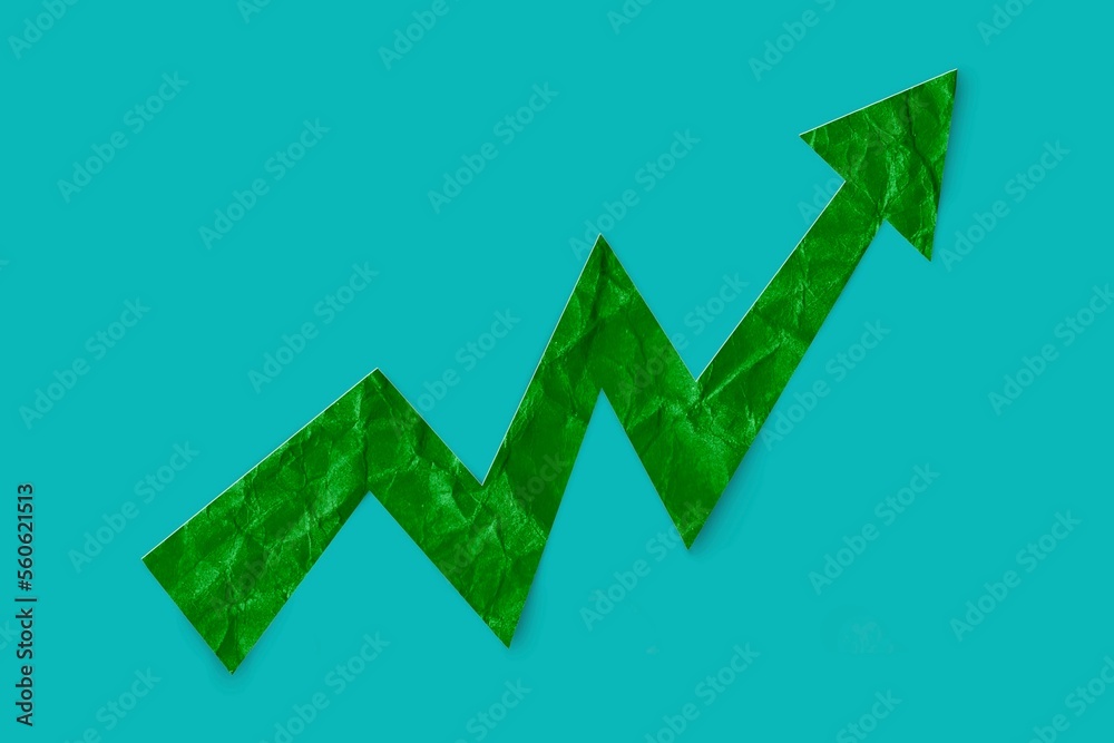 stock icon on background. paper cut style. financial market growth icon ...
