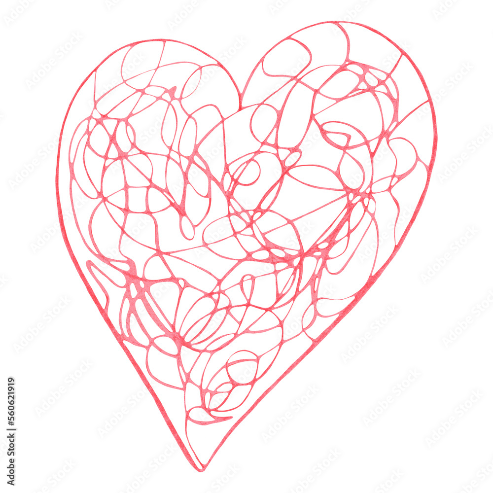 Red Heart Drawn by Colored Pencil. The Sign of World Heart Day. Symbol ...