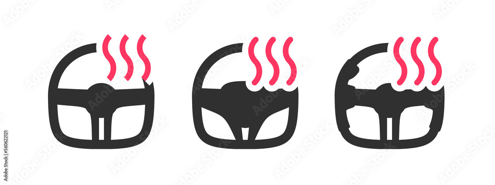 Heated steering wheel car icon vector pictogram or preheat auto vehicle ...