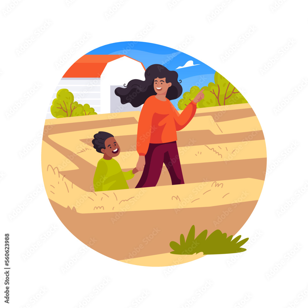 Straw bale maze isolated cartoon vector illustration. Stock Vector ...