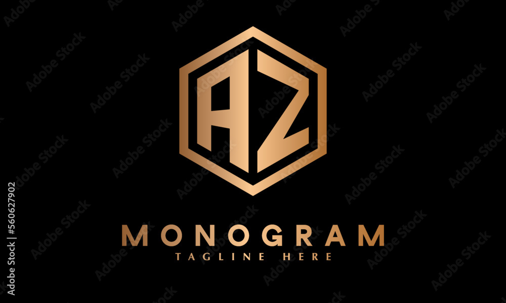 Alphabet AZ or ZA hexagon typography logo abstract monogram vector logo ...
